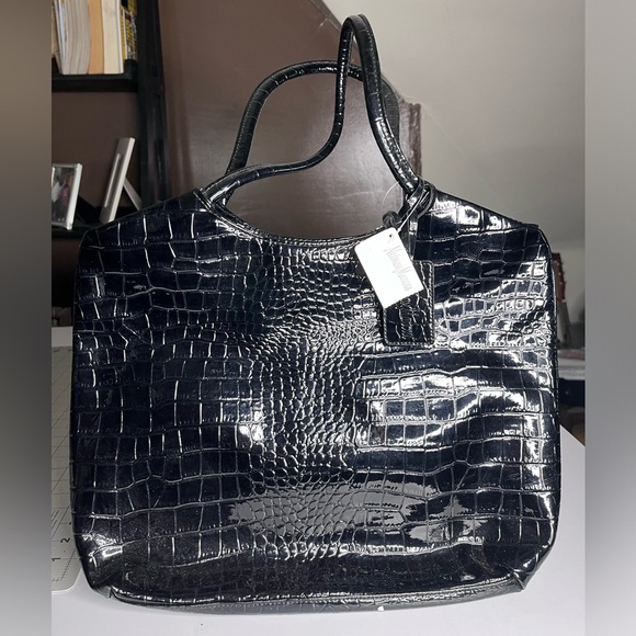 Neiman Marcus | Bags | Black Neiman Marcus Crocodile Leather Tote Bag ...
